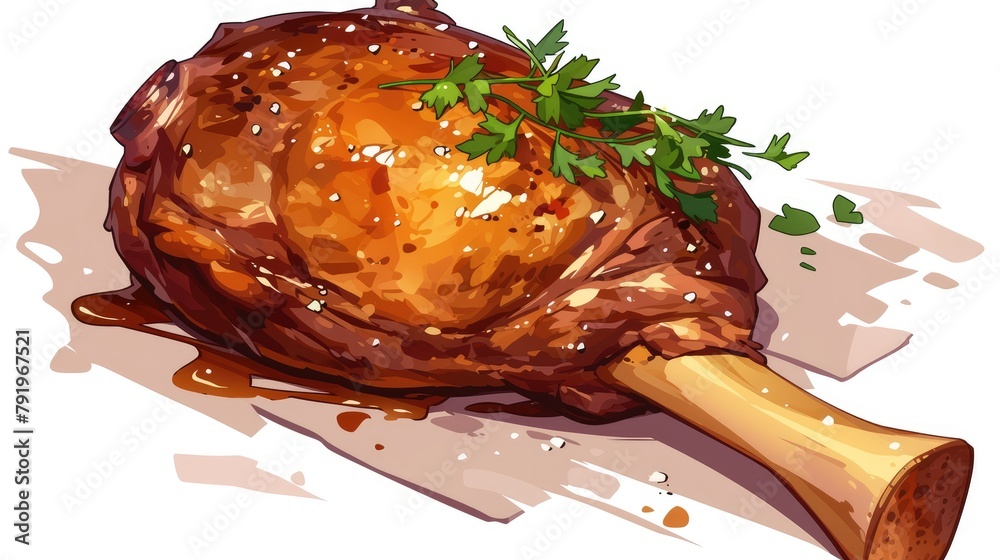 2d illustration of a juicy leg with meat and bone perfect for a mouth ...