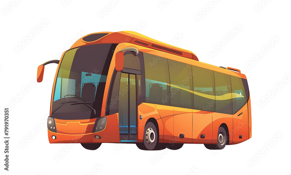 Bright yellow school bus in cartoon style isolated on white background ...