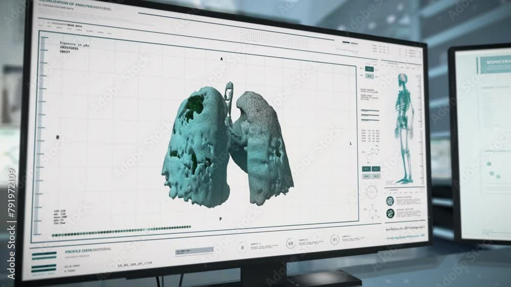 Pneumonia Scan In Modern Medical X-Ray Analysis System Interface ...