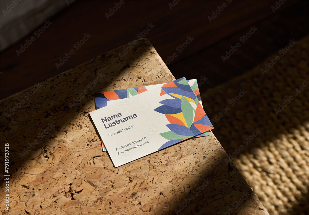Mockup of two customizable European business cards Stock Template ...