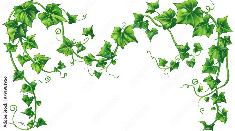A cartoon illustration of green vines with twisting leaves growing at ...