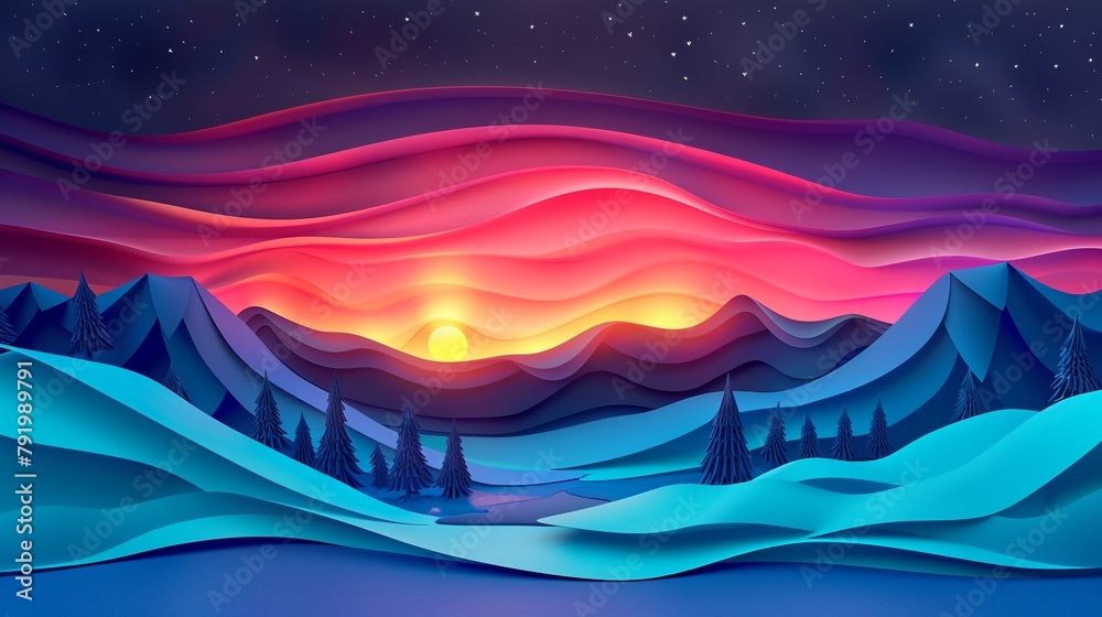 Papercraft art stock image of a paper jungle with a hidden temple ...