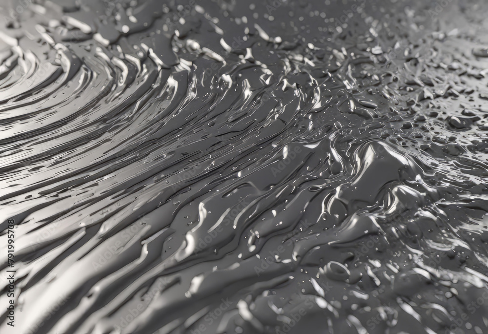 3D futuristic hyper-realistic liquid metal texture with mirror shine ...