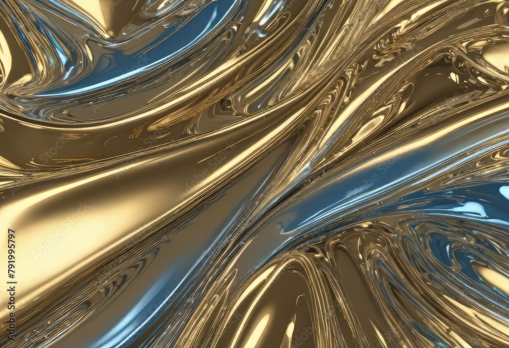 3D futuristic hyper-realistic liquid metal texture with mirror shine ...