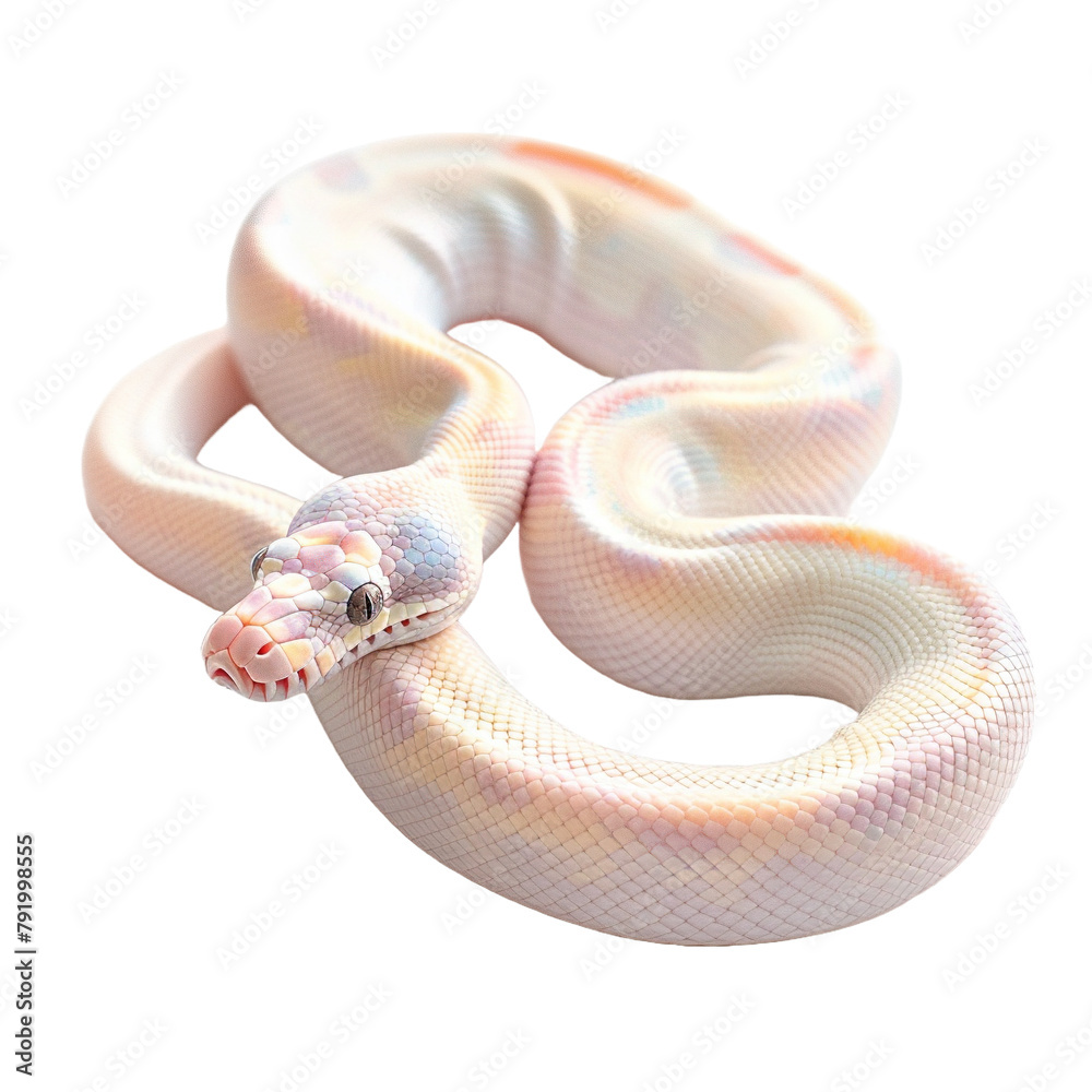 White albino python snake isolated on white or transparent background ...