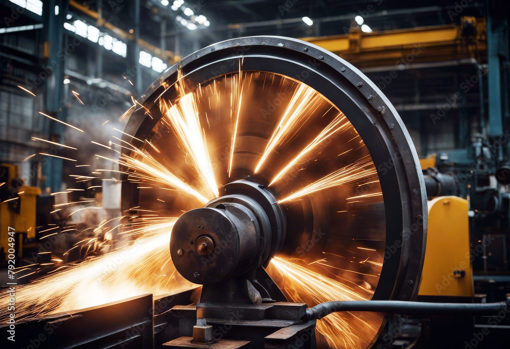 'factory structure steel grinding wheel electric grinder tool man spark ...