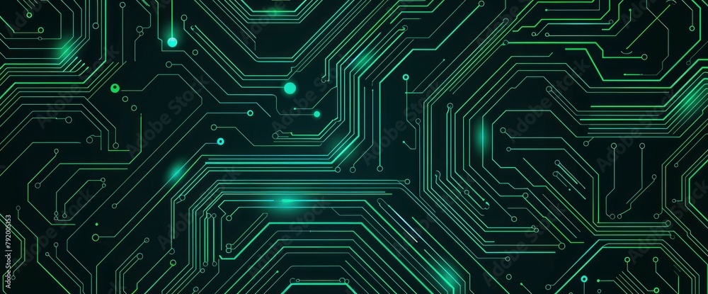 circuit board pattern, green and teal color palette, high contrast ...