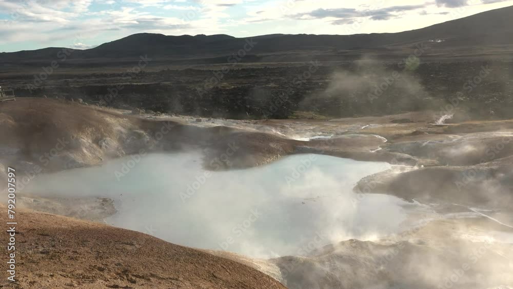Earth, volcanic activity. Geothermal area, fumaroles volcanic boiling ...