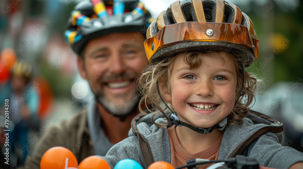 15. Bike Parade: A festive scene where a father and child participate ...
