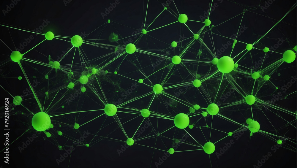 Abstract ebony black and neon green virtual network - design element ...