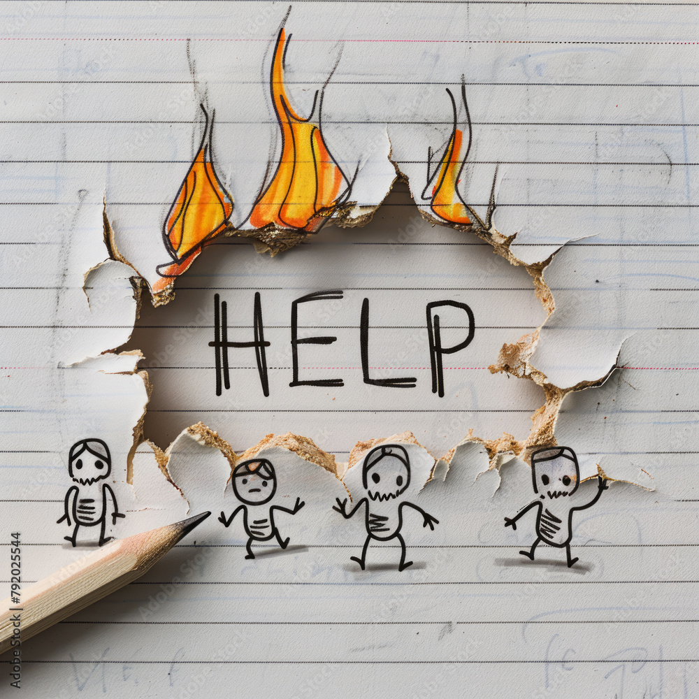 Cartoon stick figure drawing of cartoon characters running under a ...