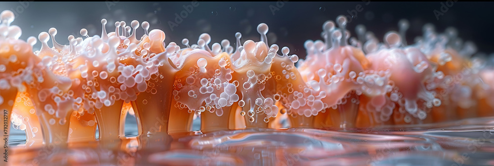 Tooth Bacterial Infection, A close up macro shot showing the bubbles ...