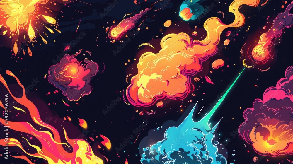 Hand-Drawn Cartoon VFX Elements for Animation and Motion Graphics Stock ...