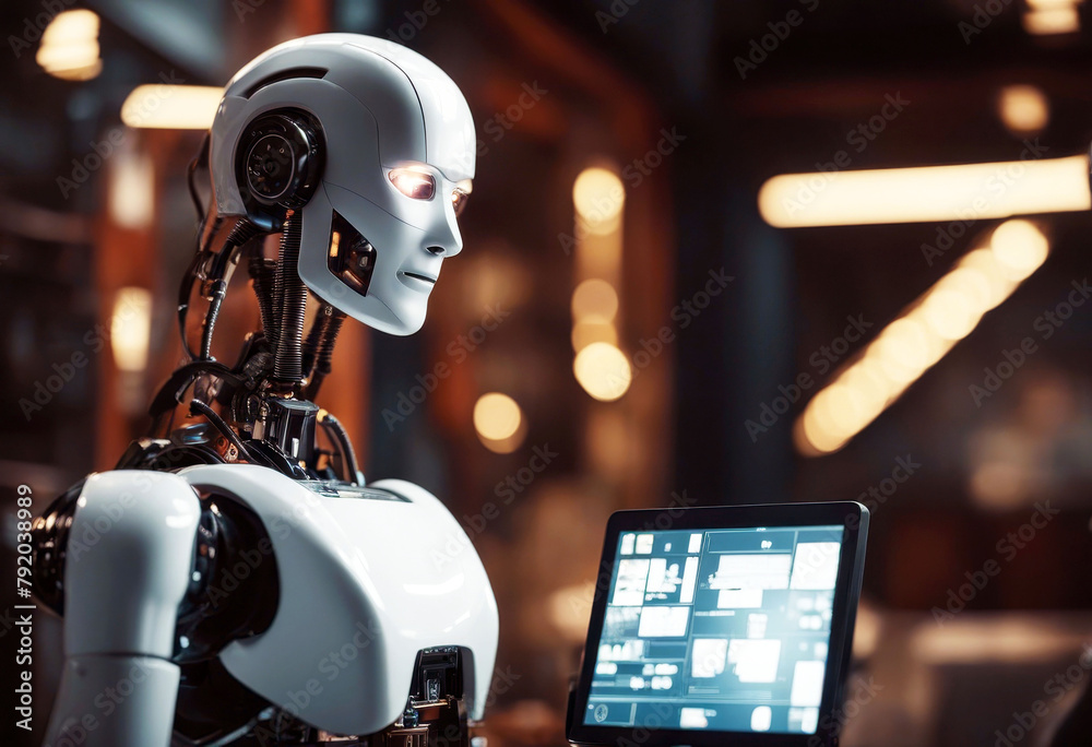 'splay gital working robot cyborg artificial intelligence digital ...