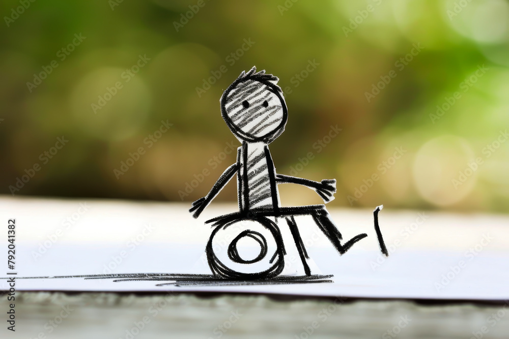 stick figure in a wheelchair ramps off the page, showing accessibility ...