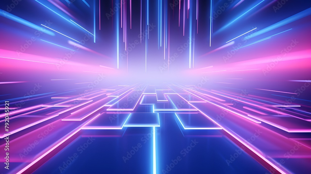 3d rendering of blue and pink abstract geometric background. Scene for ...