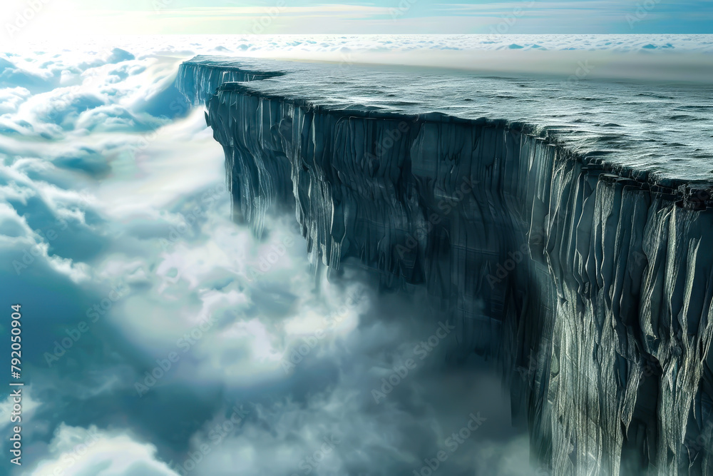 A mountain with a cliff face and clouds in the sky. The clouds are ...