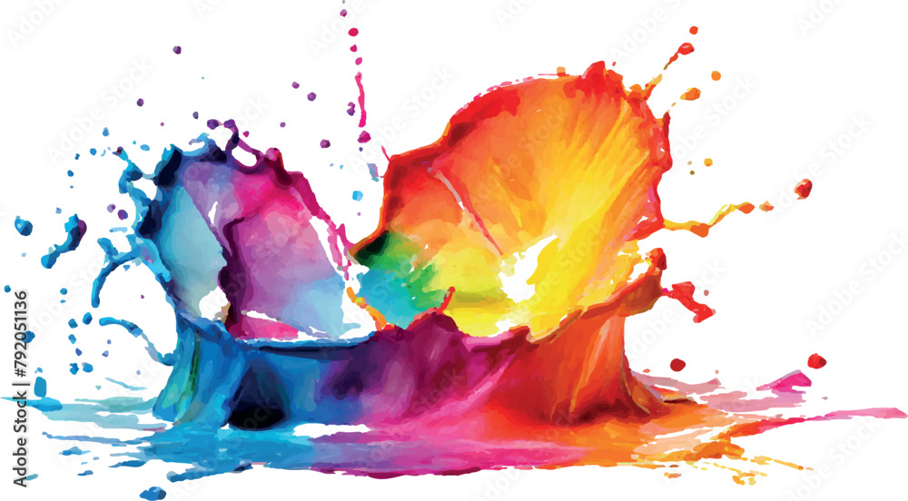 Watercolor rainbow paint splash brush stroke and Colorful Ink paint ...