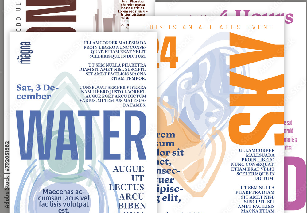 A4 Flyer Art Event Layout with Abstract Watery Shape and Typography ...