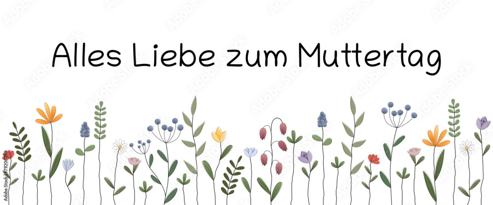 Vetor de Alles Liebe zum Muttertag - Schriftzug in deutscher Sprache ...
