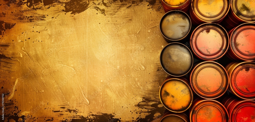 Multiple paint cans on a rich golden textured backdrop, perfect for ...