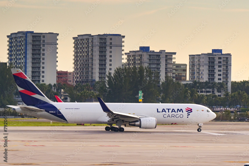 Miami, Florida, USA - 5 December 2023: Boeing 767 cargo jet operated by ...