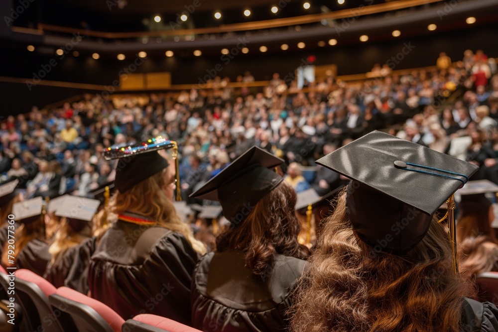Student Audience at Graduation Ceremony back view, back view of ...