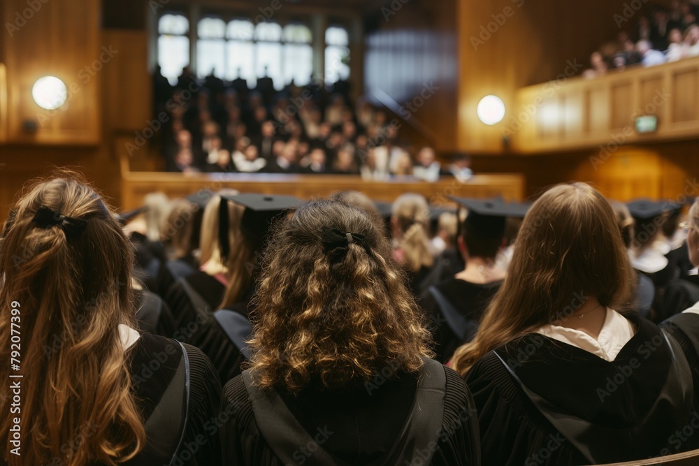 Student Audience at Graduation Ceremony back view, back view of ...