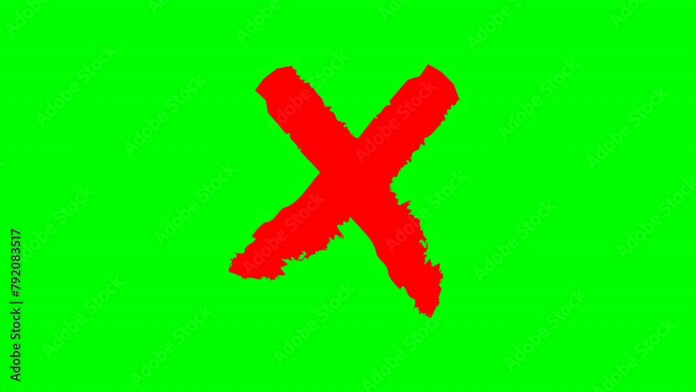 X sign drawing animation. Red x brushed and crossed, ban forbidden ...