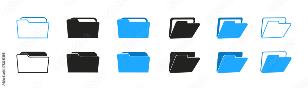 File folder icon set. Design for app, logo etc. Vector EPS 10 Stock ...
