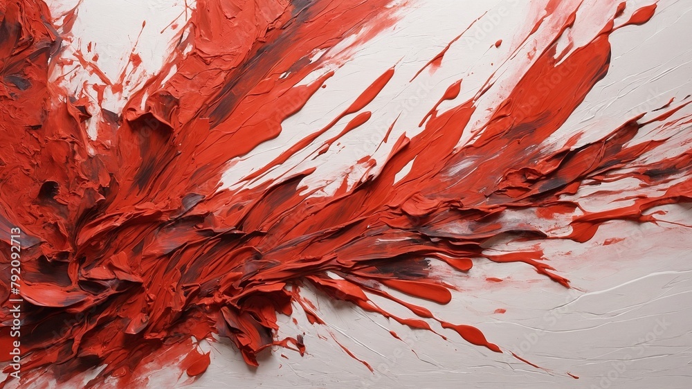 Vibrant explosion of red, white paint creates dynamic, intense visual ...