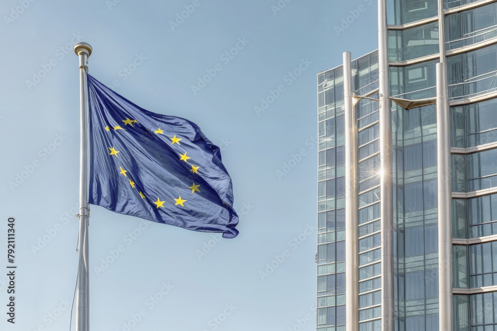 Foto de The EU flag symbolizes unity and cooperation among member ...