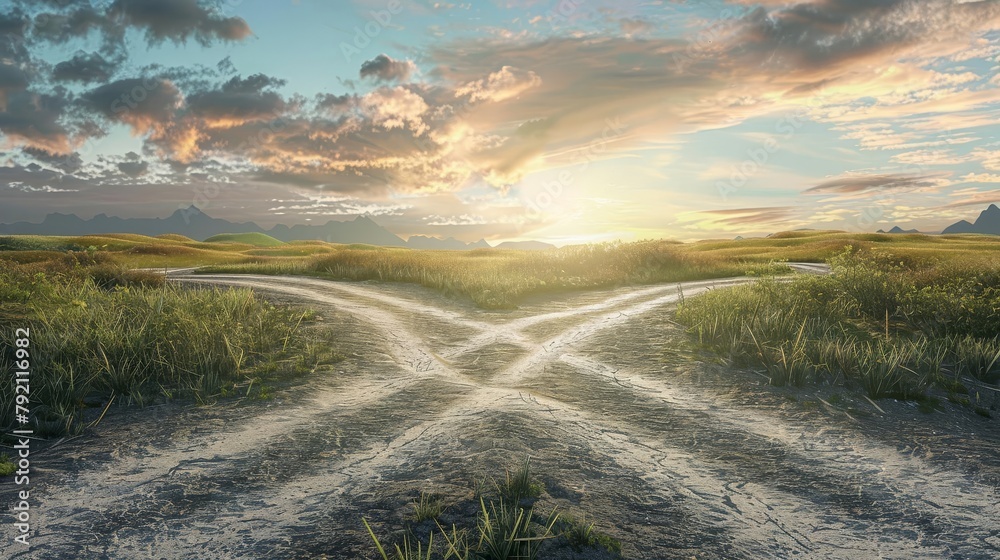 fork in the road symbolizing a crucial decision point diverging paths ...