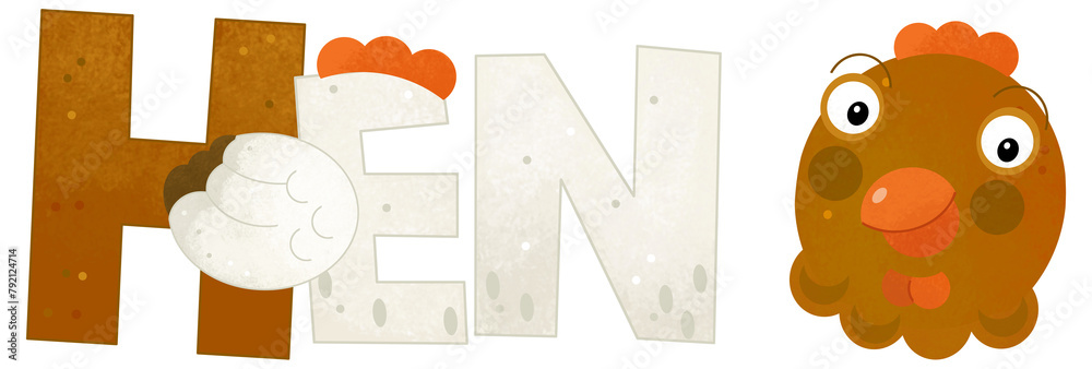 cartoon scene with happy hen chicken poultry farm animal theme with ...