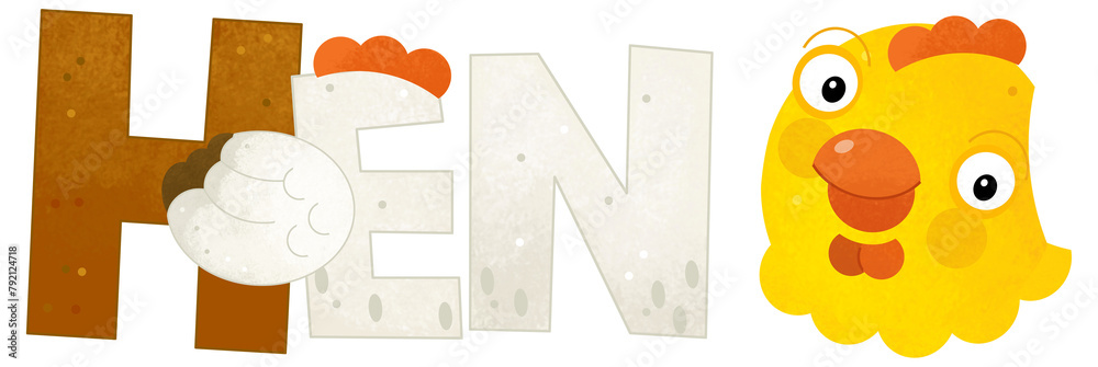 cartoon scene with happy hen chicken poultry farm animal theme with ...