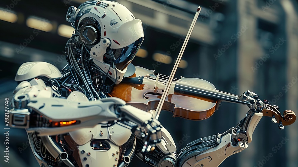 Isolate a robot violinists bow arm, gears and cables shifting as the ...
