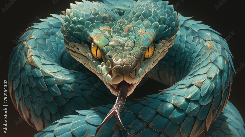 A venomous snake with its danger colored scales slithers as a ...