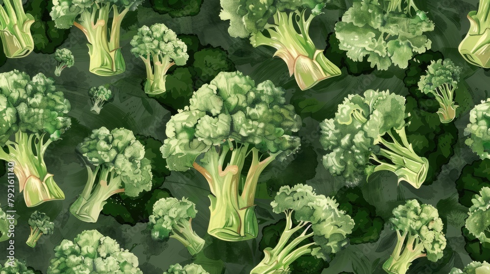 Children s broccoli pattern seamlessly transitions across wallpaper ...