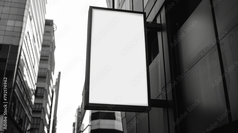 Blank mockup of a minimalist black and white city welcome sign with the ...