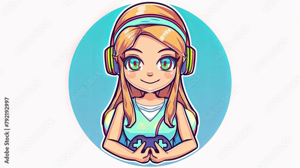 Cute gamer girl cartoon character mascot logo. anime girl. Illustration ...