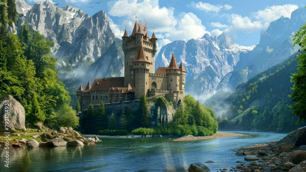 Fortress of Serenity: Tranquil River Views and a Majestic Medieval ...