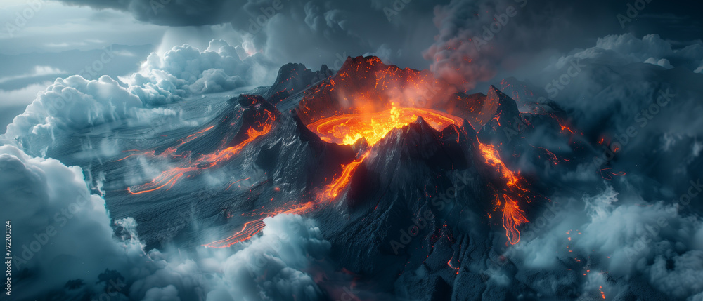An immersive image of volcanic landscapes that balances the chaotic ...