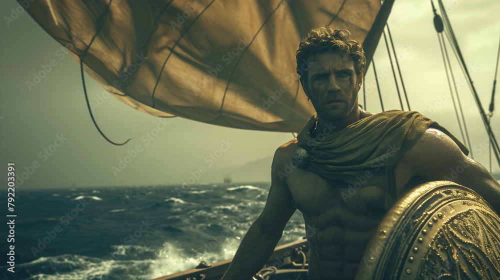 Stoic masculine muscular man, 4k HD, ethereal yet realistic, dark ...