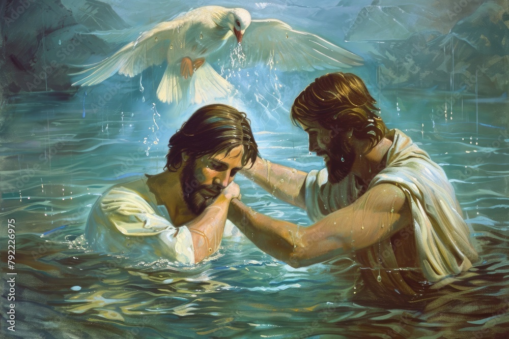Sacred immersion: baptism of Jesus - John baptizes Jesus in the Jordan ...