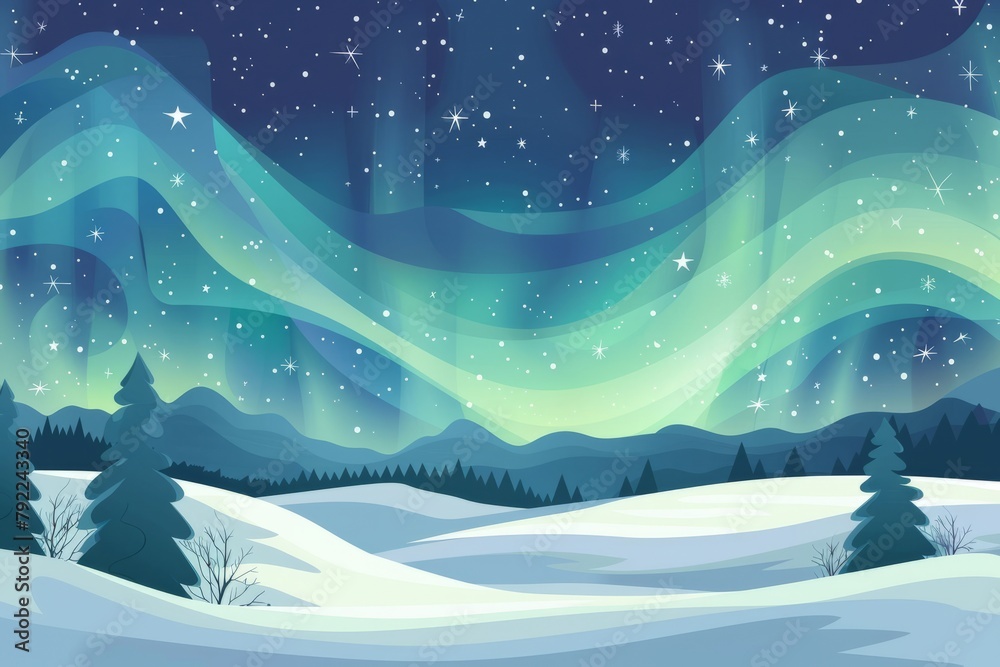 Cartoon cute doodles of breathtaking aurora borealis displays ...
