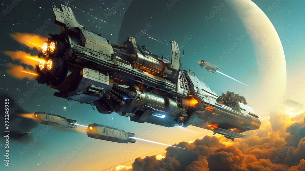 A fiery rocket streaks into the night sky, dwarfed by the vastness of ...