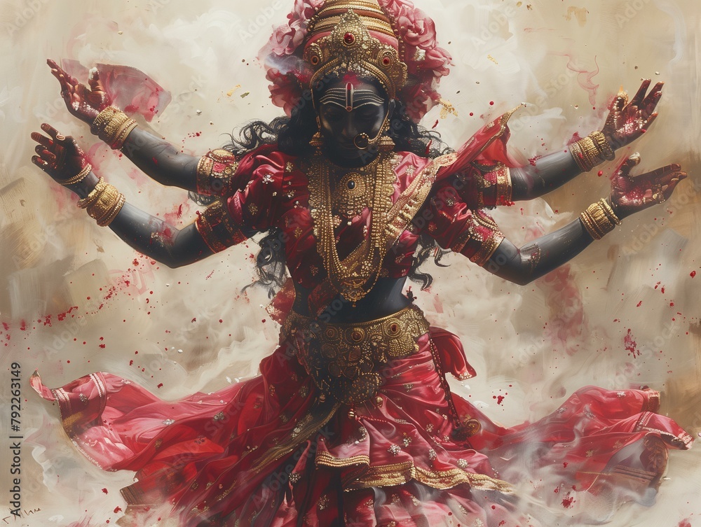 goddess Kali Ma performing the dance of creation, preservation and ...