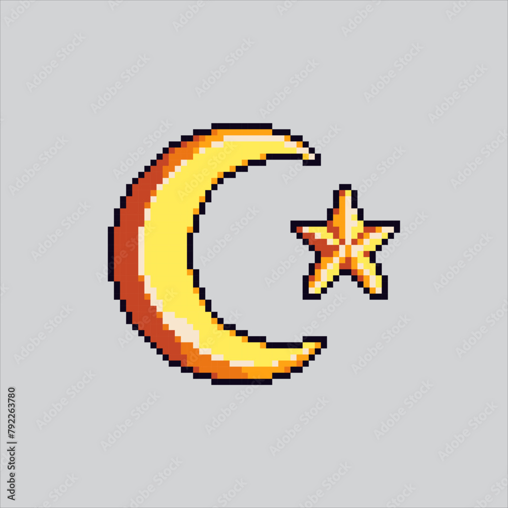 Pixel art illustration Crescent Moon. Pixelated Moon Stars. Crescent ... Pixel art illustration Crescent Moon. Pixelated Moon Stars. Crescent ...