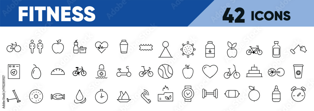 Fitness Line Editable Icons set. Vector illustration in modern thin ...