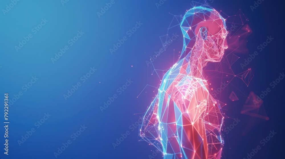 Human anatomical model. Pain, injury and inflammation of the shoulder ...